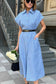 Sleeveless Linen-Cotton Blend Dress with V-Neckline and High Waist