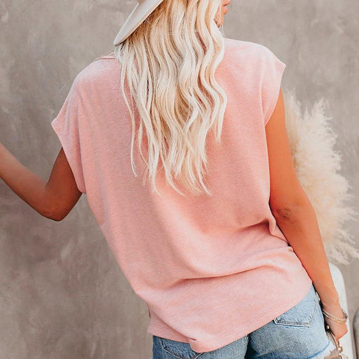 Pure color simple pullover short sleeve T-shirt