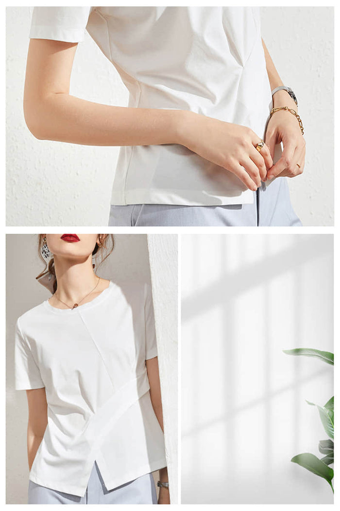 Fashion solid color split t-shirt