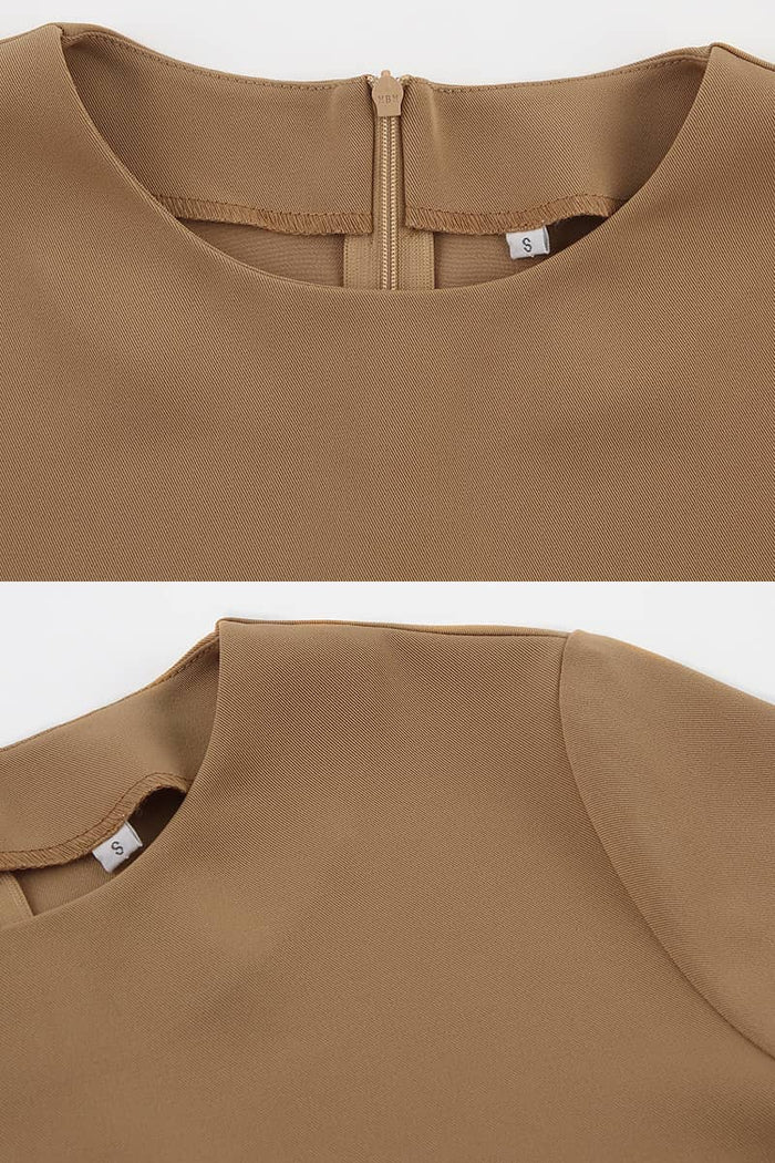 Two-piece leisure suit with round neck and wide legs